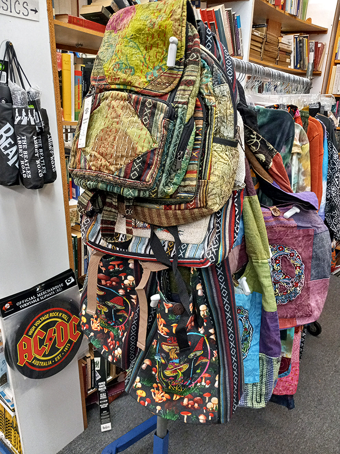 Bag lady's delight! These funky, patchwork bags are perfect for carrying your newly discovered literary treasures.