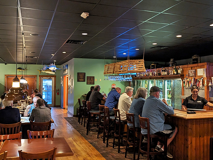 Pull up a stool and stay awhile! This bar area is perfect for swapping fish tales and sipping cold brews.
