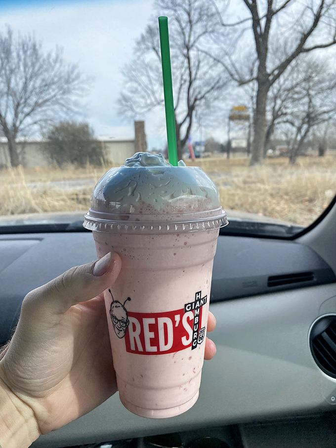 "Shake it up, baby! This creamy concoction is the perfect co-pilot for your burger adventure."