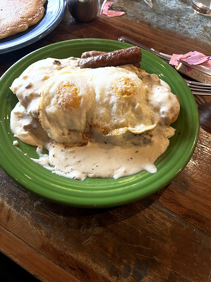 Biscuits and gravy that could make a Southern grandma weep with joy. It's a plate of pure, unadulterated comfort.