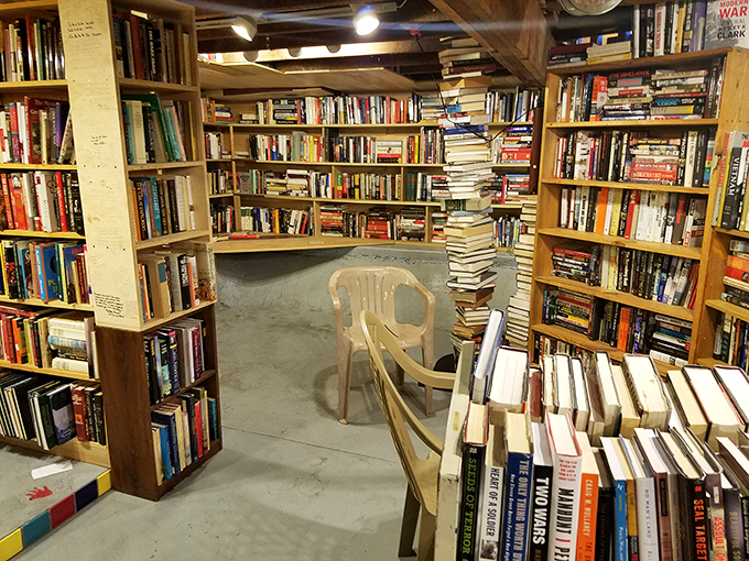 A labyrinth of literature! Navigate these stacks with care - you might just find your next favorite read.