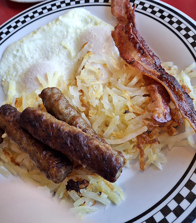 The breakfast of champions... and anyone else who loves a good feast! This plate is so loaded, it could double as a weightlifting exercise. Fork curls, anyone?