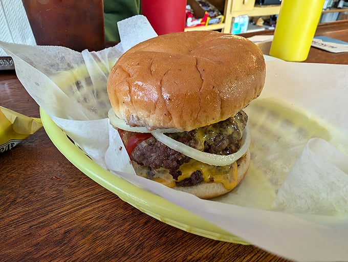 Juicy, cheesy, and unapologetically messy. This burger doesn't care about your white shirt – it's here to rock your taste buds.