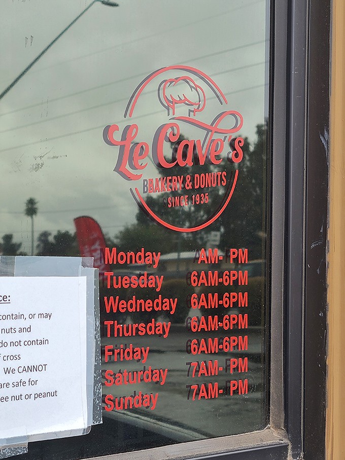 Time for donuts? It's always o'clock at Le Cave's! Their generous hours ensure you're never far from your next sugar fix.