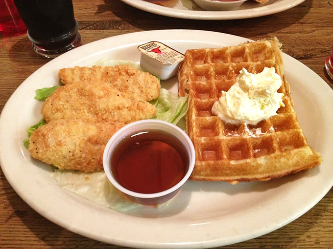 The classic waffle and chicken: a duo more iconic than Batman and Robin, and twice as satisfying.