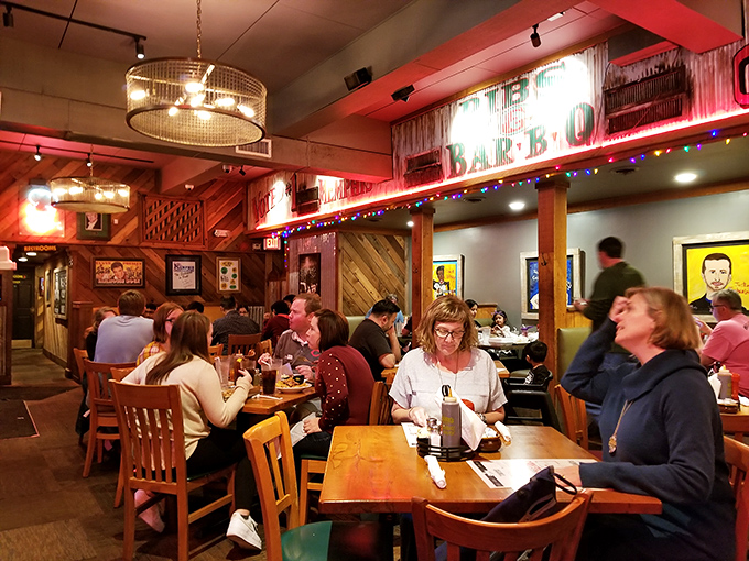 Happy faces and full plates! Corky's dining room is where strangers become friends, united by their love of great barbecue.