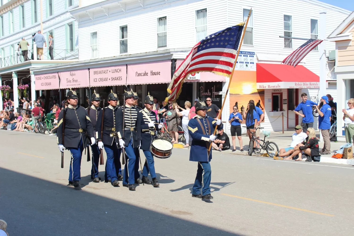 History marches on in Mackinac. These soldiers look ready to defend the island against invading fudge-snatchers and time travelers alike.