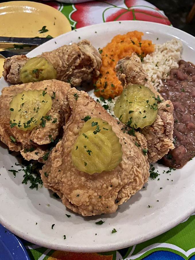 "Fried chicken so good, it'll make you question everything you thought you knew about poultry!" Golden, crispy, and utterly irresistible.