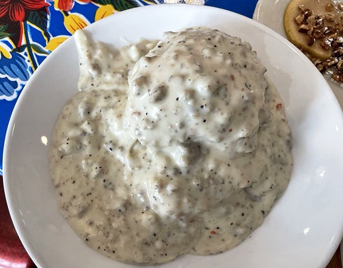 Gravy so good, you'll want to swim in it! This creamy, peppery river of deliciousness threatens to turn every meal into a gravy boat adventure. Life jackets not included, but highly recommended.