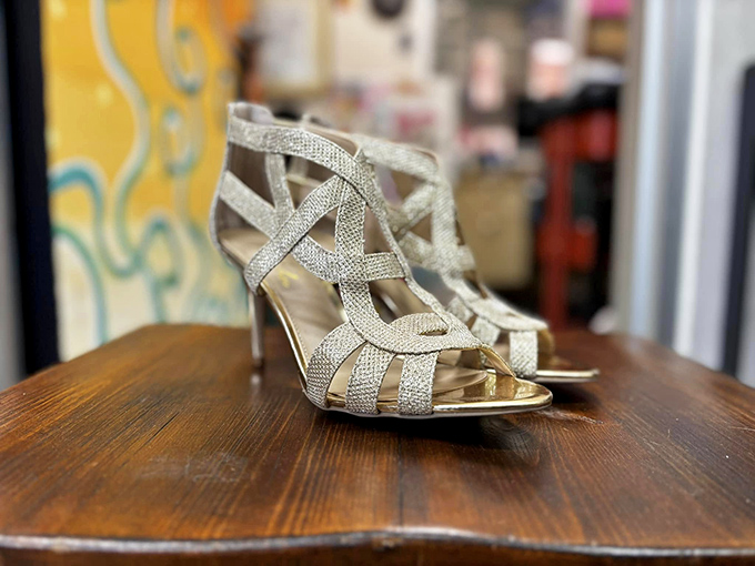 Cinderella's forgotten evening shoes, waiting for their next gala. At this price, you can afford to dance until they fall apart.
