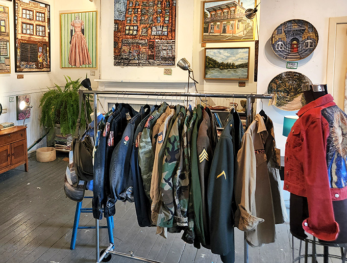 A rack of jackets that's seen more action than James Bond's closet. Each one a portal to a different era &ndash; choose your adventure!