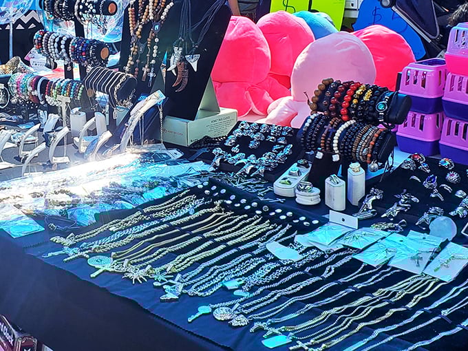 A glittering galaxy of baubles and beads. It's like a pirate's treasure chest met a fashion show and threw a party.