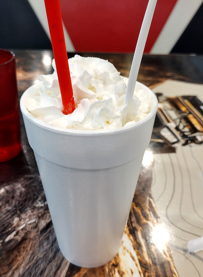 The milkshake so thick, it defies gravity. This frosty treat is like a hug for your taste buds, complete with whipped cream on top.