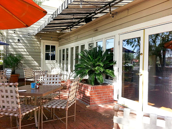 Al fresco dining that's more "Finding Nemo" than "High Noon." This patio is perfect for pretending you're at a coastal retreat.