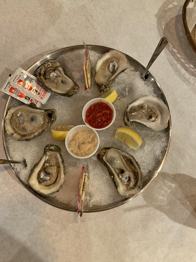 Oysters on ice: nature's briny shot glasses. These slippery delights are like kissing the ocean &ndash; salty, refreshing, and slightly dangerous.