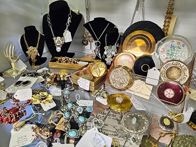 Treasure chest or jewelry box? This glittering display is like raiding Elizabeth Taylor's accessories drawer.
