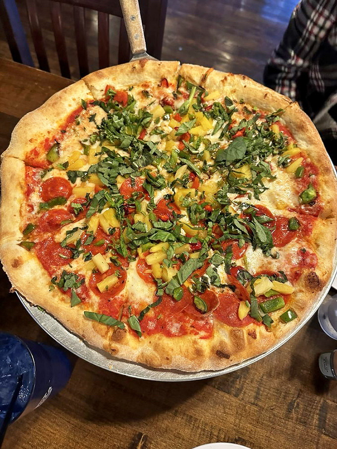 A garden party on a pizza! This veggie-loaded pie is so fresh, it might start photosynthesizing on your plate.