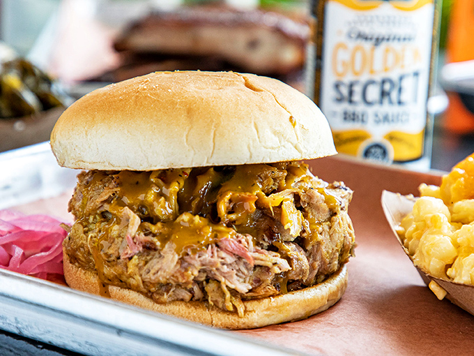 Pulled pork perfection between two buns! This sandwich is so good, it might just pull you back for seconds.