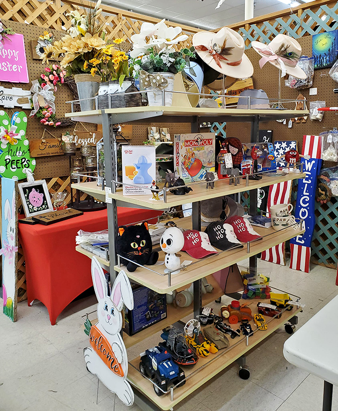 A hodgepodge of happiness! From fuzzy friends to board games, this booth is joy incarnate.