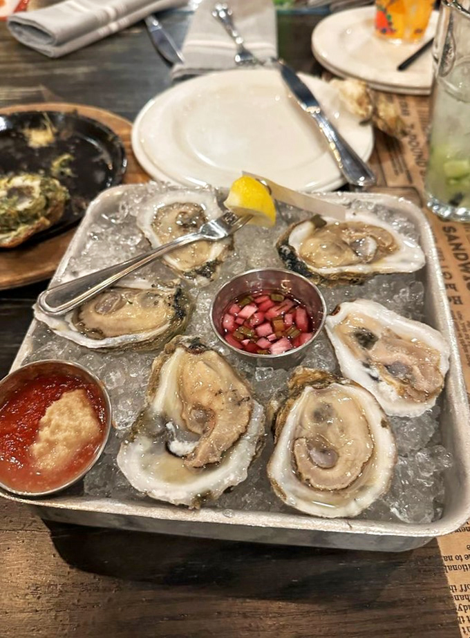 Oysters so fresh, they'll transport you straight to the bay. Each one's like a tiny, briny rollercoaster for your taste buds &ndash; hop on and enjoy the ride!