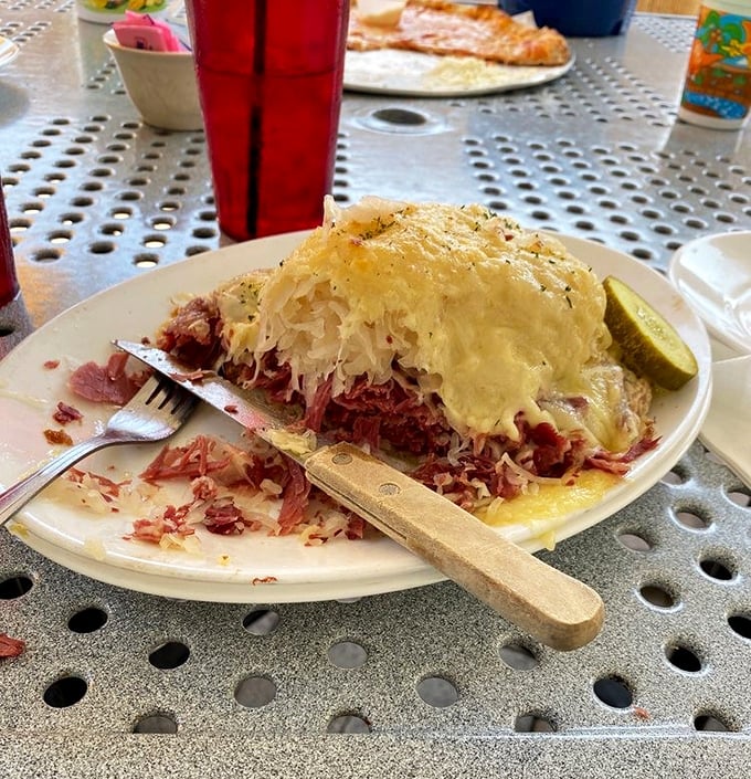 Ladies and gentlemen, the star of the show! This Reuben is so packed, it's practically bursting at the seams with deliciousness.