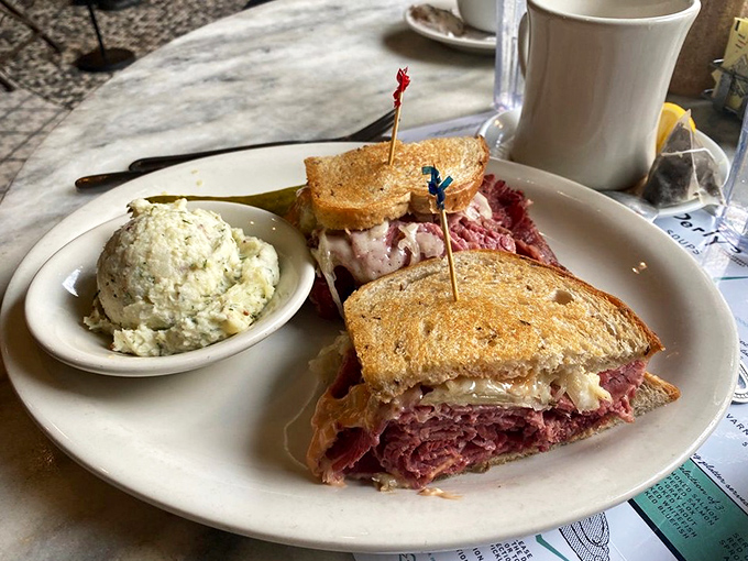 A sandwich so perfectly constructed you'll want to take a moment of silence before disturbing its magnificent architecture.