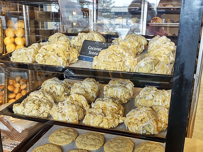 Coconut scones that look like they've been touched by King Midas himself. Golden, flaky, and probably worth their weight in gold.