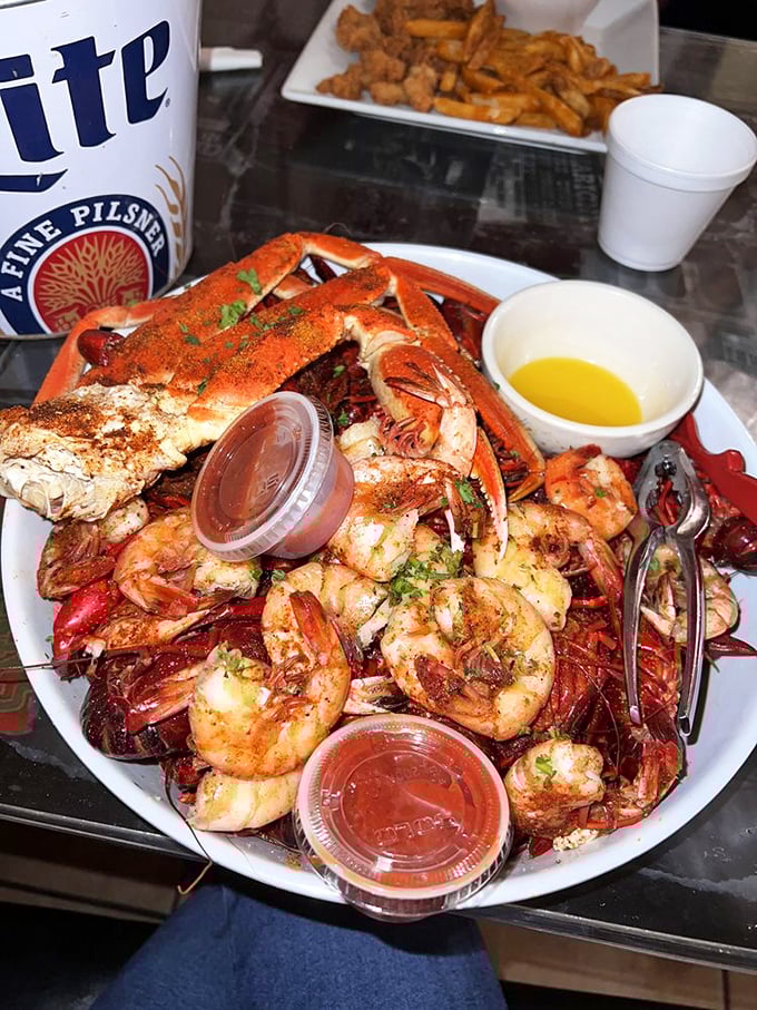 Behold, the seafood lover's dream team! This platter is like the Avengers of the ocean – if the Avengers were delicious and came with melted butter.