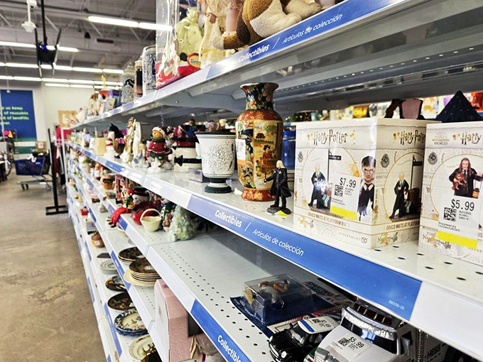 Harry Potter collectibles nestled between vintage vases&mdash;proof that 2nd Ave is basically Hogwarts for the bargain-hunting Muggle.