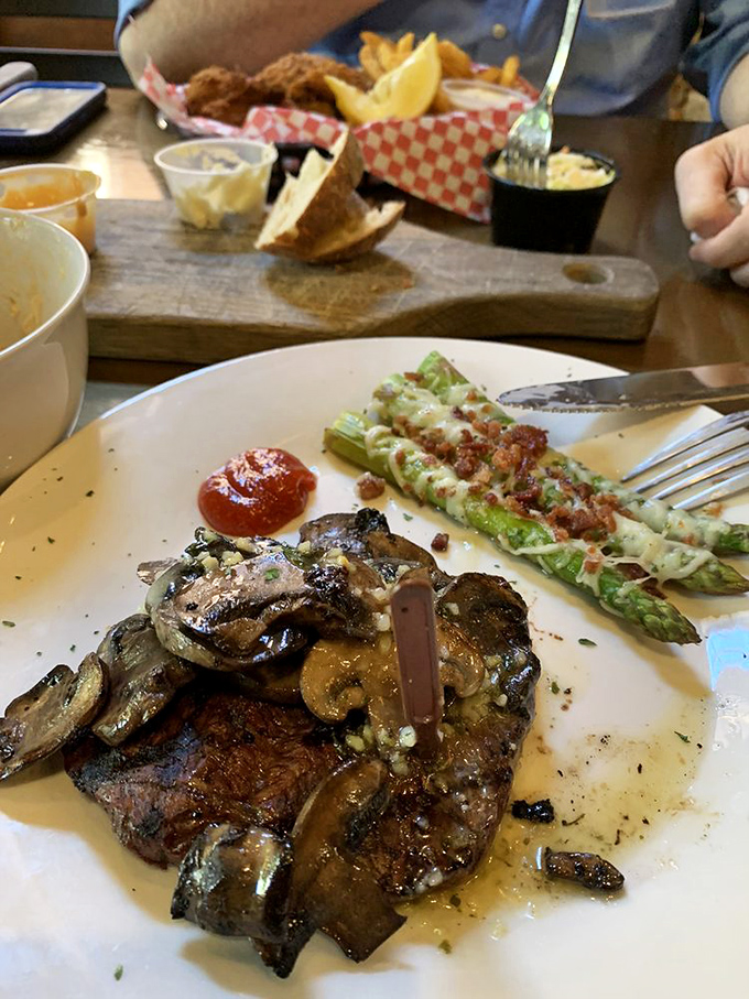 This sirloin's not just a steak, it's a work of art. Van Gogh would've painted it if he wasn't too busy eating it.