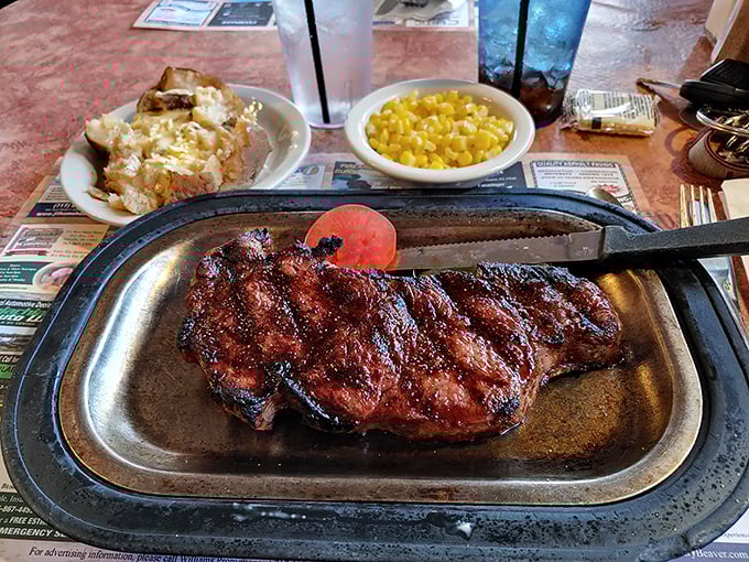 This strip steak is so perfectly cooked, it could make a vegetarian reconsider their life choices.