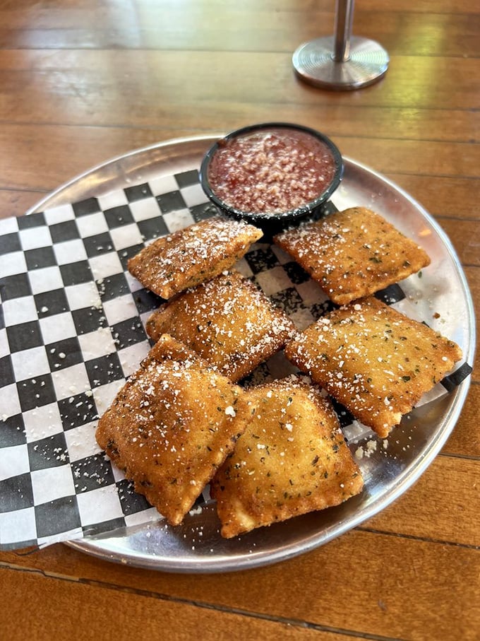 Toasted ravioli: the appetizer that thinks it's a main course. Crispy, cheesy, and utterly irresistible &ndash; it's the opening act that steals the show!
