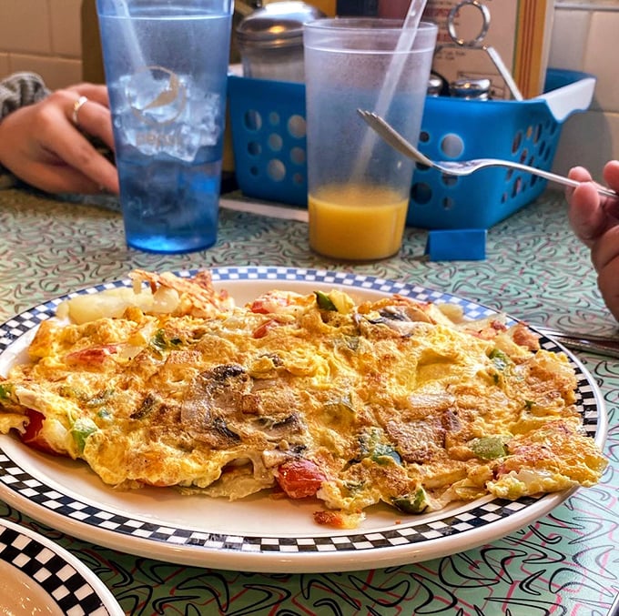 This veggie omelet is so packed with goodness, it might count as your daily serving of vegetables. Don't quote me on that, though!