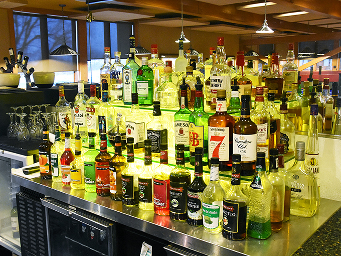 Bottoms up! This well-stocked bar is ready to quench your thirst and lift your spirits after a long day.
