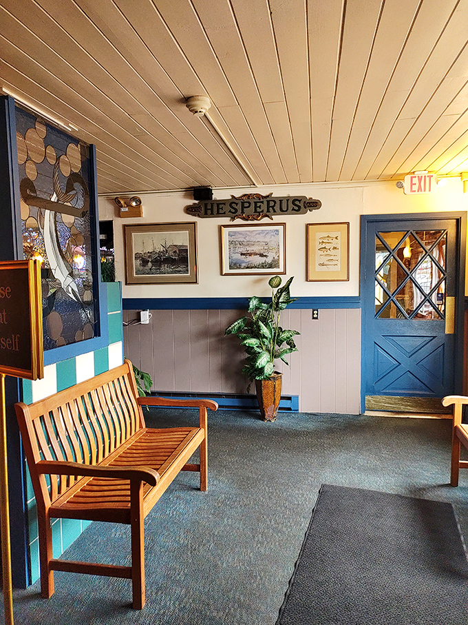 Nautical nostalgia meets modern comfort. It's like your cool sailor uncle decorated a restaurant, and it actually worked!