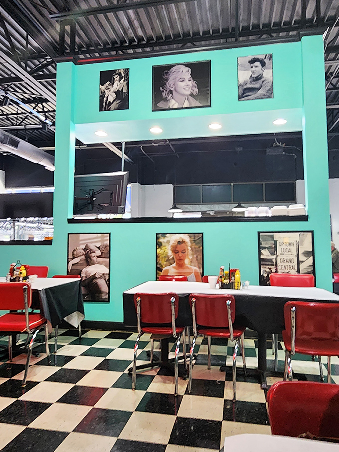 Marilyn Monroe watches over diners, ensuring every meal is a "Seven Year Itch" of deliciousness.
