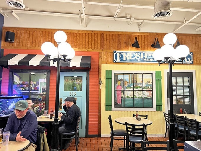 Welcome to the "Finding Nemo" meets "Cheers" set &ndash; where everybody knows your name, and your favorite fish!