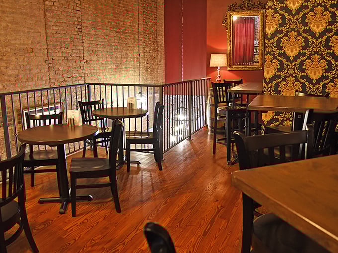 Dine with a view! The upstairs area offers a cozy retreat with a dash of vintage charm. It's like eating in your cool British aunt's attic &ndash; if she were an amazing cook.