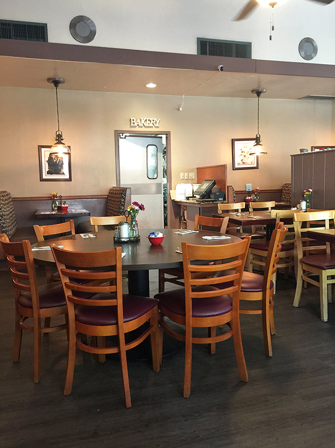 Cozy corners and comfort food. The dining area invites you to settle in for a slice of homestyle happiness.