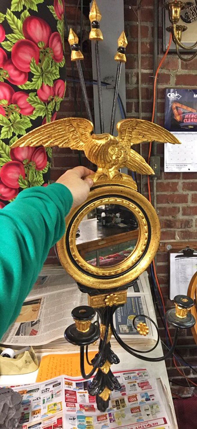 Mirror, mirror, on the wall, who's the most patriotic of them all? This golden eagle frame takes American pride to new heights.