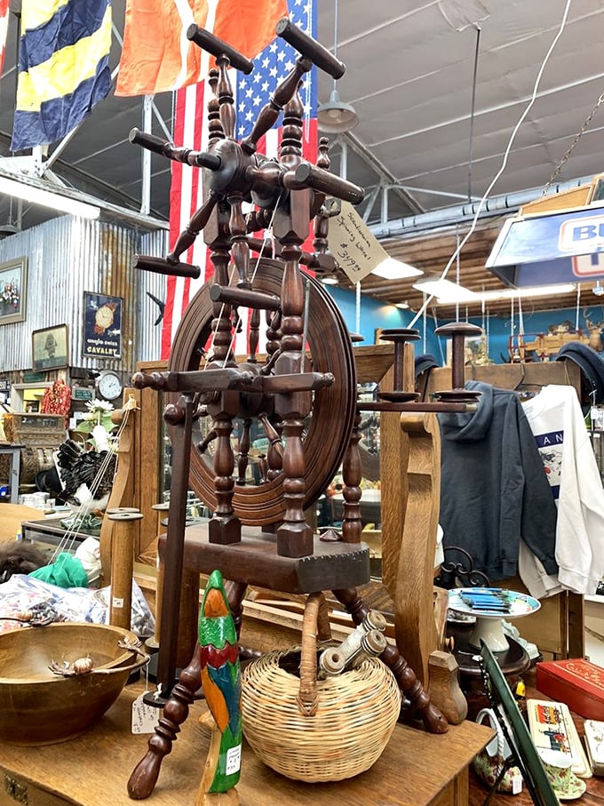 Spin me right round! This Scandinavian spinning wheel looks ready to weave some fairy tale magic. Rumpelstiltskin, is that you?