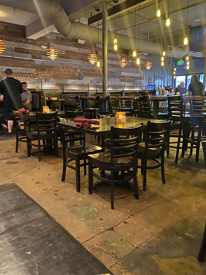 Behind the scenes at Smokin Fins, where the magic happens. These culinary wizards are serving up seafood spells daily.