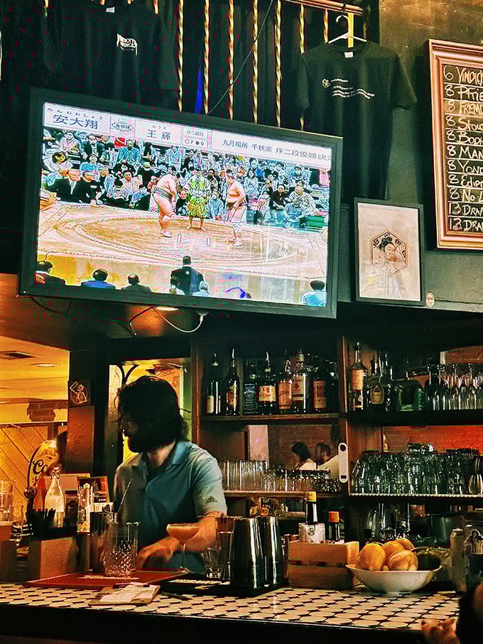 Behind the bar, where wing wizardry happens. These folks are like the Wonka's of the wing world.
