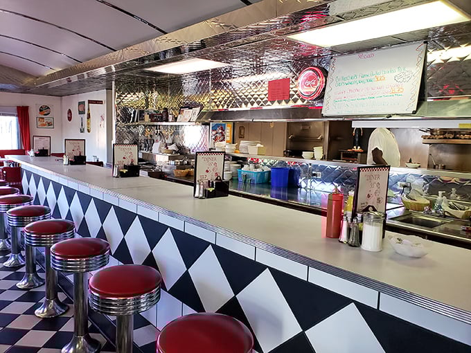 Where the magic happens: The gleaming counter where orders are called, coffee is poured, and breakfast dreams come true.