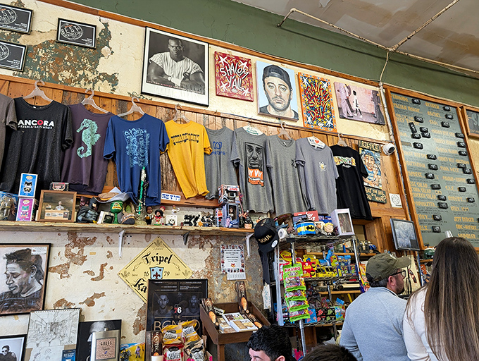 Wall of fame or wall of YUM? Stein's decor is as eclectic and appetizing as their menu.