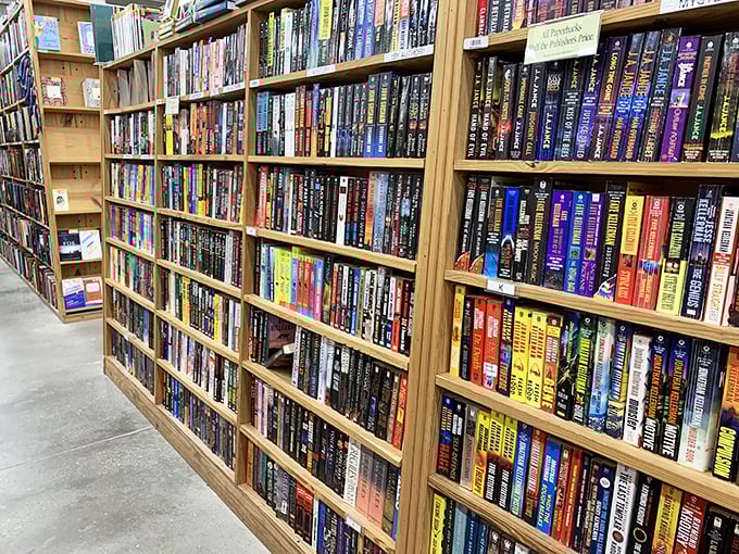 Paperback paradise! More colorful than a bag of Skittles and twice as satisfying. Time to judge some books by their covers!