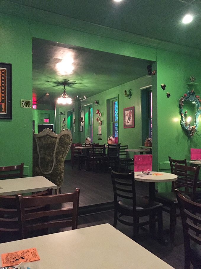 Upstairs, downstairs, everywhere's a party! This second-floor dining area is giving me serious "Alice in Wonderland" vibes.