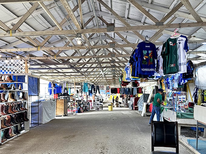 Flea market feng shui: where vintage treasures and modern gadgets coexist in perfect harmony. Apple, meet WindowsXP – you've got new neighbors!