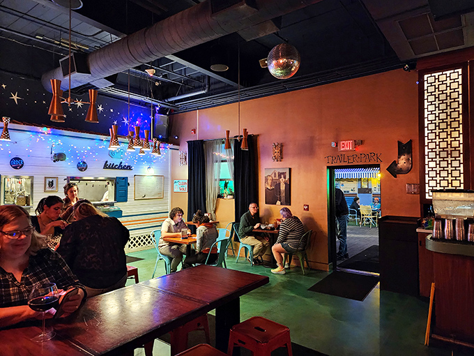 Mood lighting that would make Instagram jealous! This ambiance is so perfectly curated, it's like stepping into a Wes Anderson film.