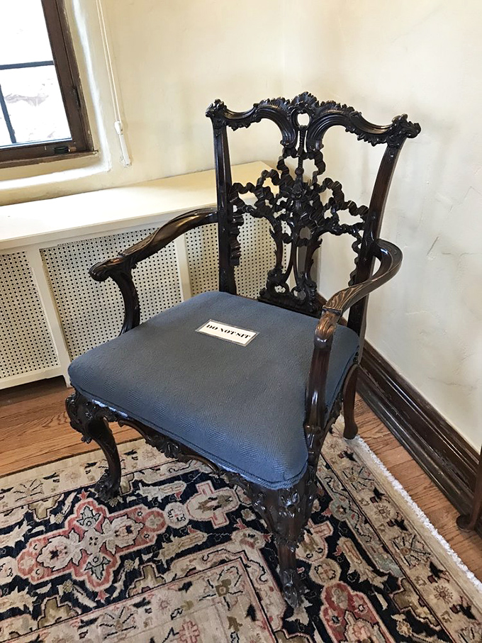 The original "Do Not Sit" sign. This antique chair looks so regal, it probably comes with its own royal decree.